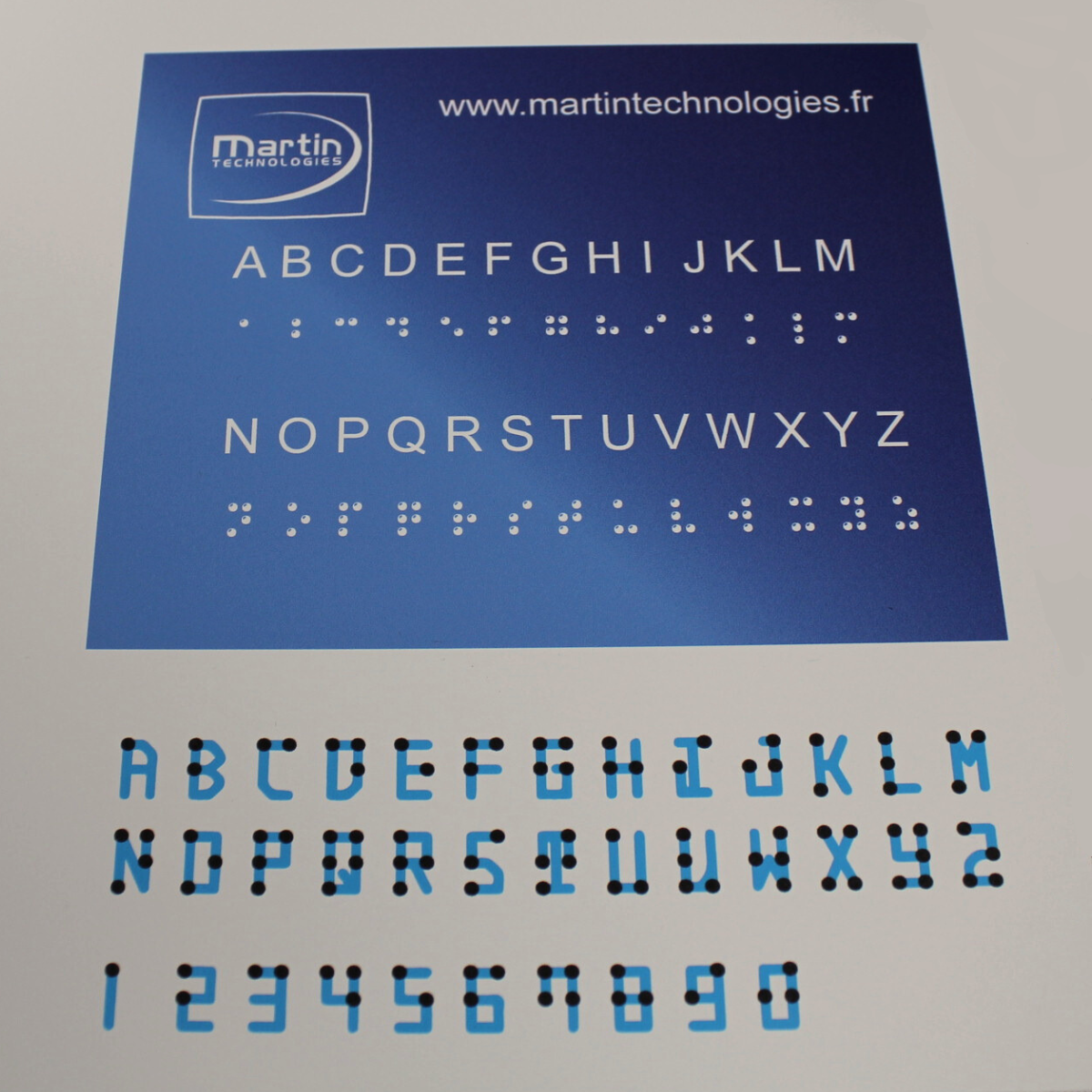 Etiquette et clavier en braille - Martin Technologies